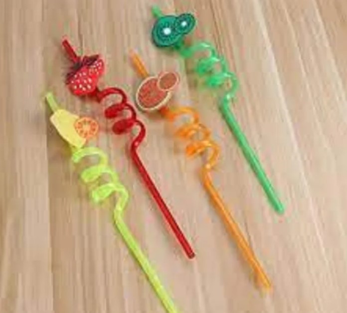 Pack of 4 Plastic Fancy Spiral Straw Set Of 4 Birthday Party Favor ...