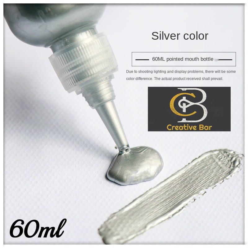 Silver Metallic Acrylic Paint - Permanent Waterproof Paint 60ml and ...