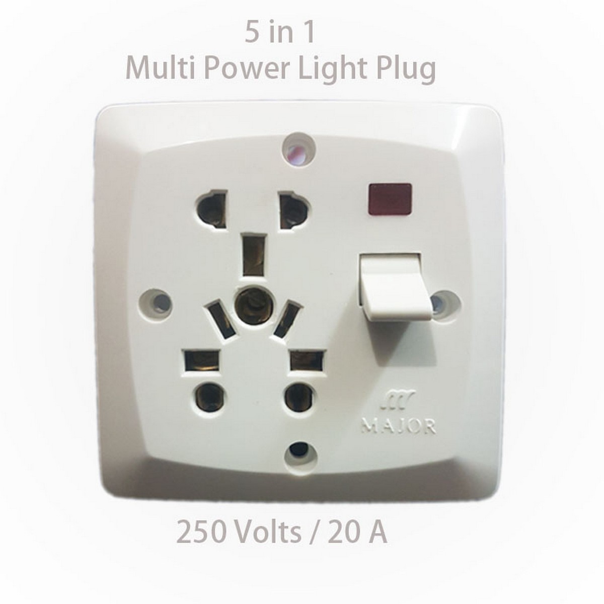 Multi Pin Power Socket (Light Plug) 5 in 1 - Wall Socket Plate - 250 ...