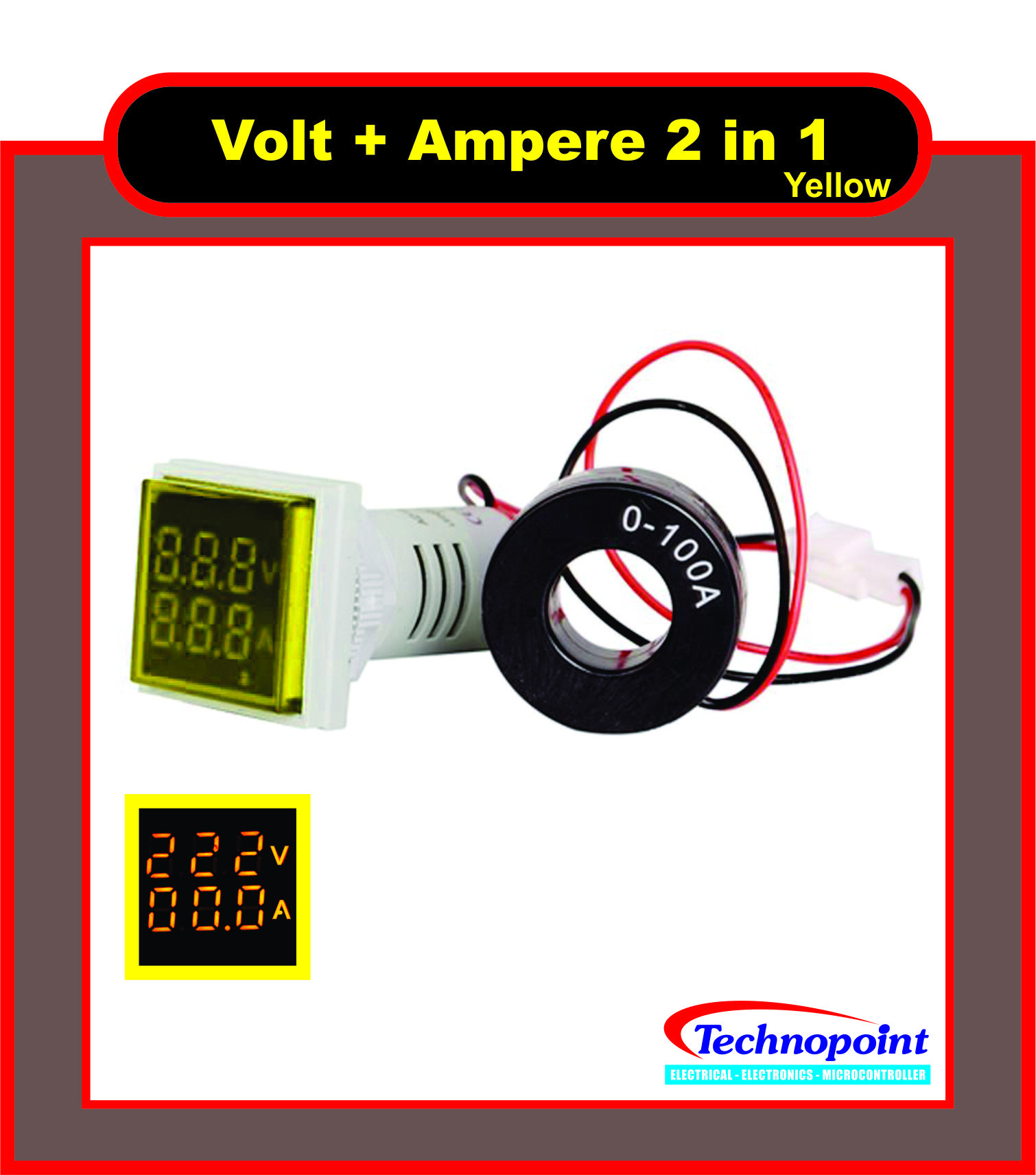 Digital Panel Light Ampere amp Volt Meter 0-100 Amp 2in1 light meter ...