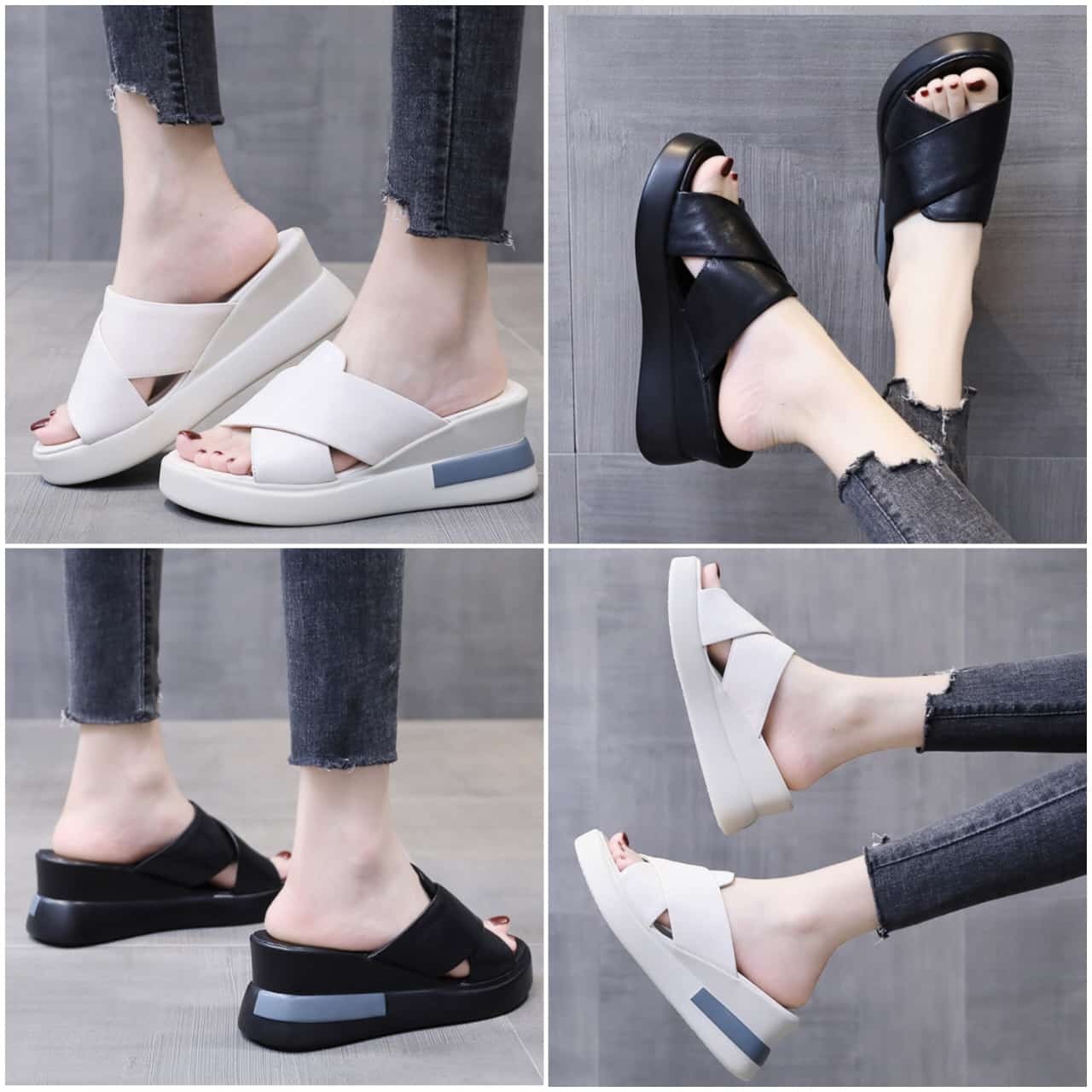 Open Toed Foreign Style Large Size Slope Heel Sandals Ladies Open Toe ...