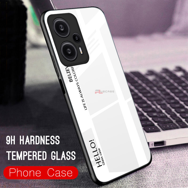 PlusCase for Xiaomi Redmi Note 12 Turbo / Poco F5 5G Case Glass Hard Gradient Painted Shockproof ...