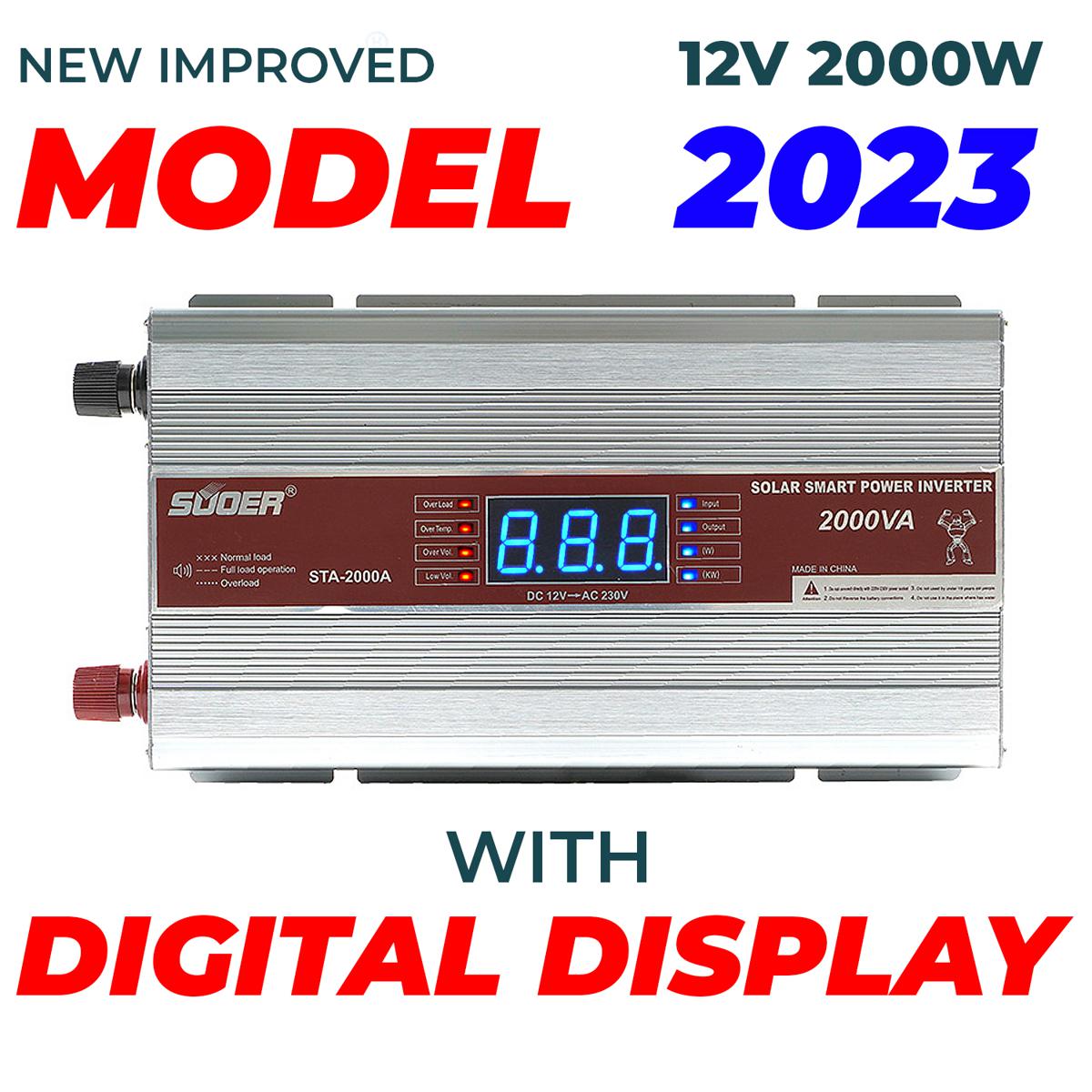 Original Suoer 2000W Inverter Digital Display Modified Sine Wave STA ...
