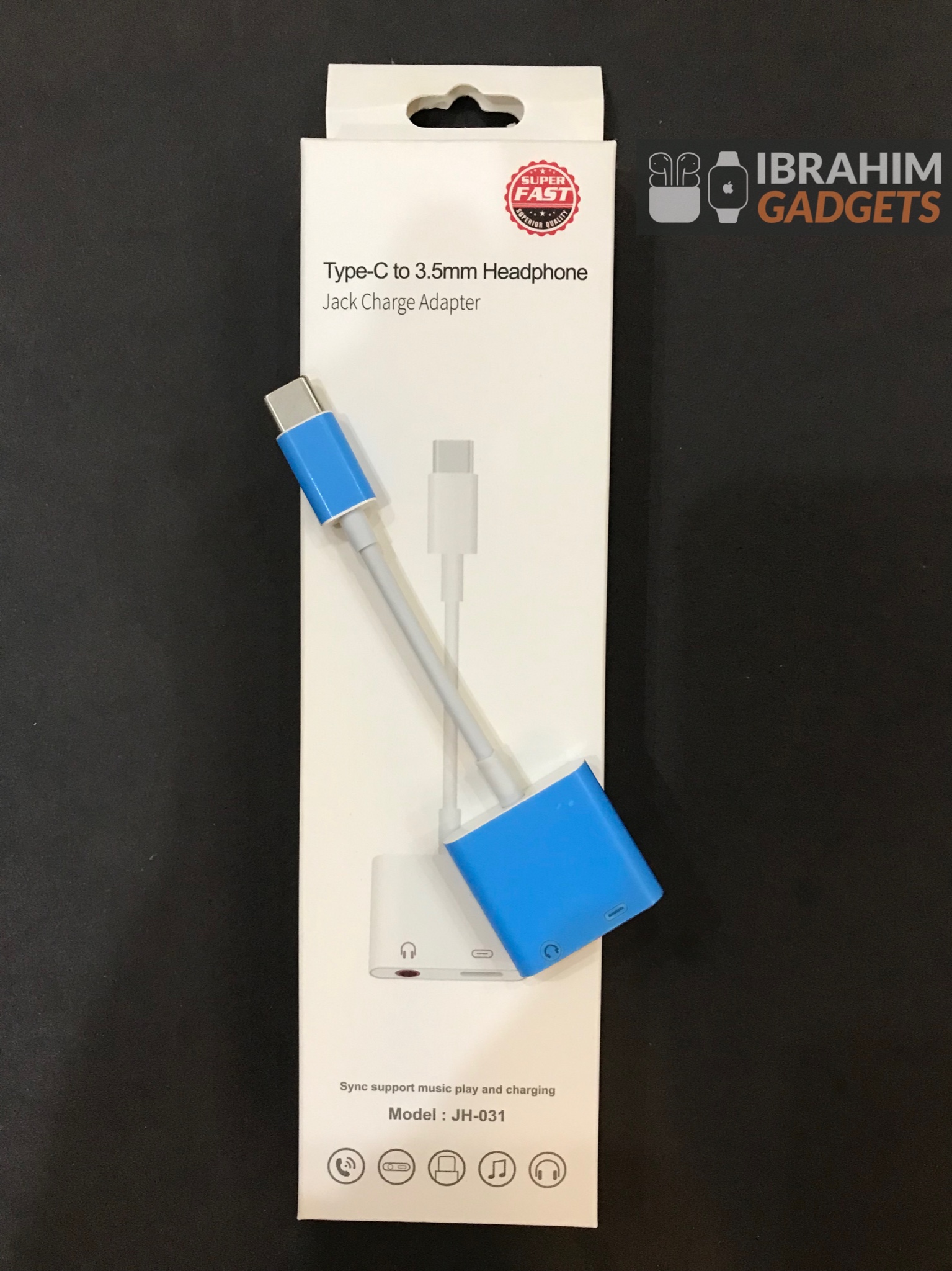 Type-C to Headphone | Jack charge Adaptor | Music play & Charger Dongle ...