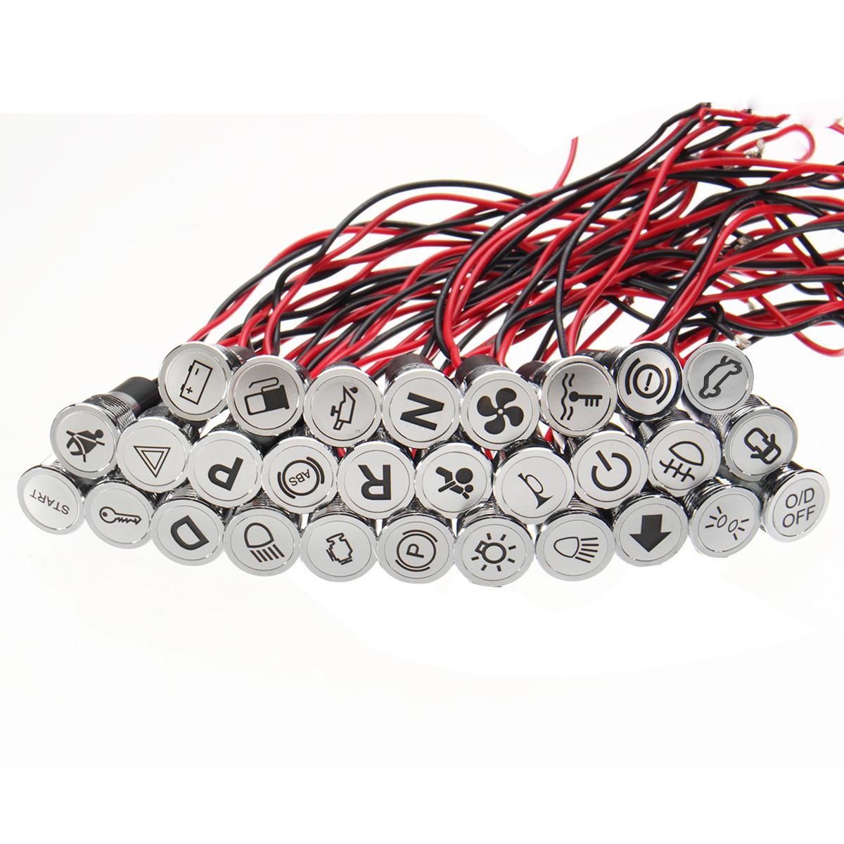 12V 24V 12mm Metal LED Dash Panel Warning Pilot Light Indicator Lamp ...