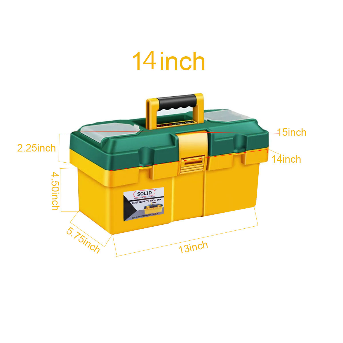 Solid High Quality Tool Box with Tray - 15, 17, 19 Inch - 2 component ...