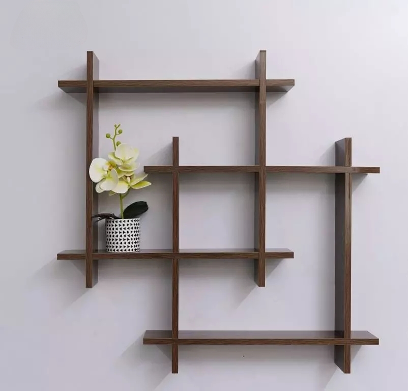 Dual Intersecting Floating Wall Shelf Wall Décor Wall Rack, for Living ...