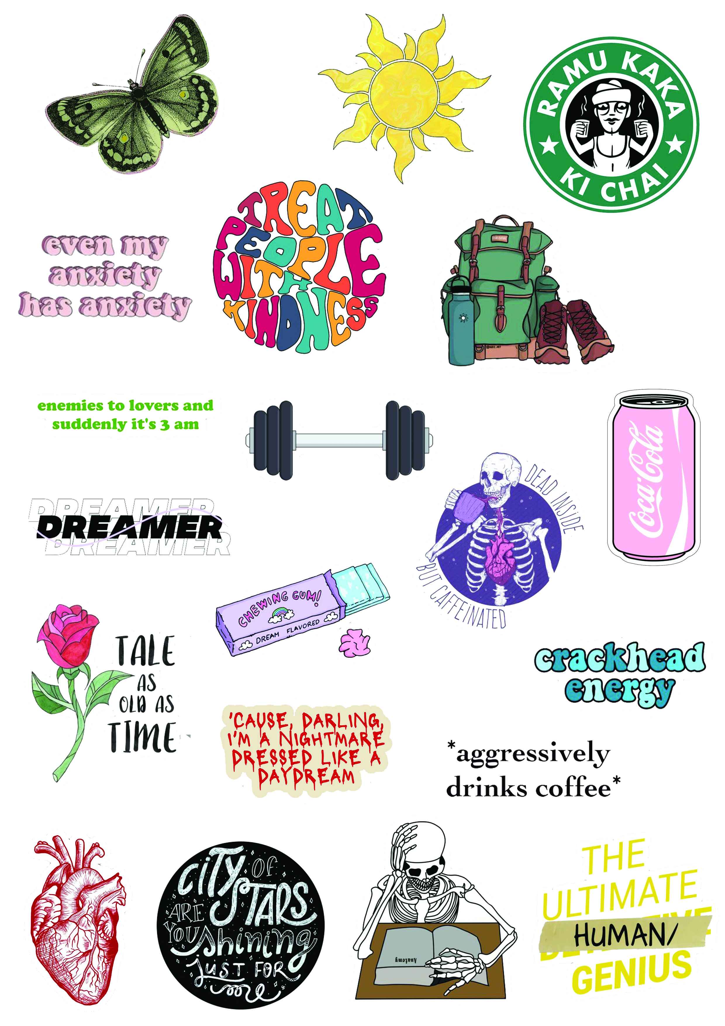 Multiple Aesthetic Stickers Of Your Choice Available in Single, Pack of ...