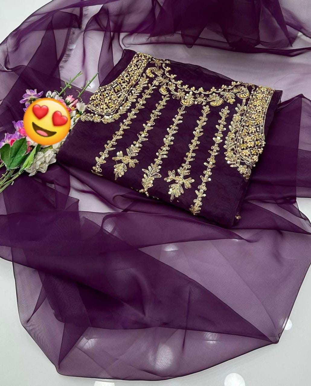 MSJ Fabrics New Arrival 3 Pcs Fancy Handmade Embroidery Organza ...