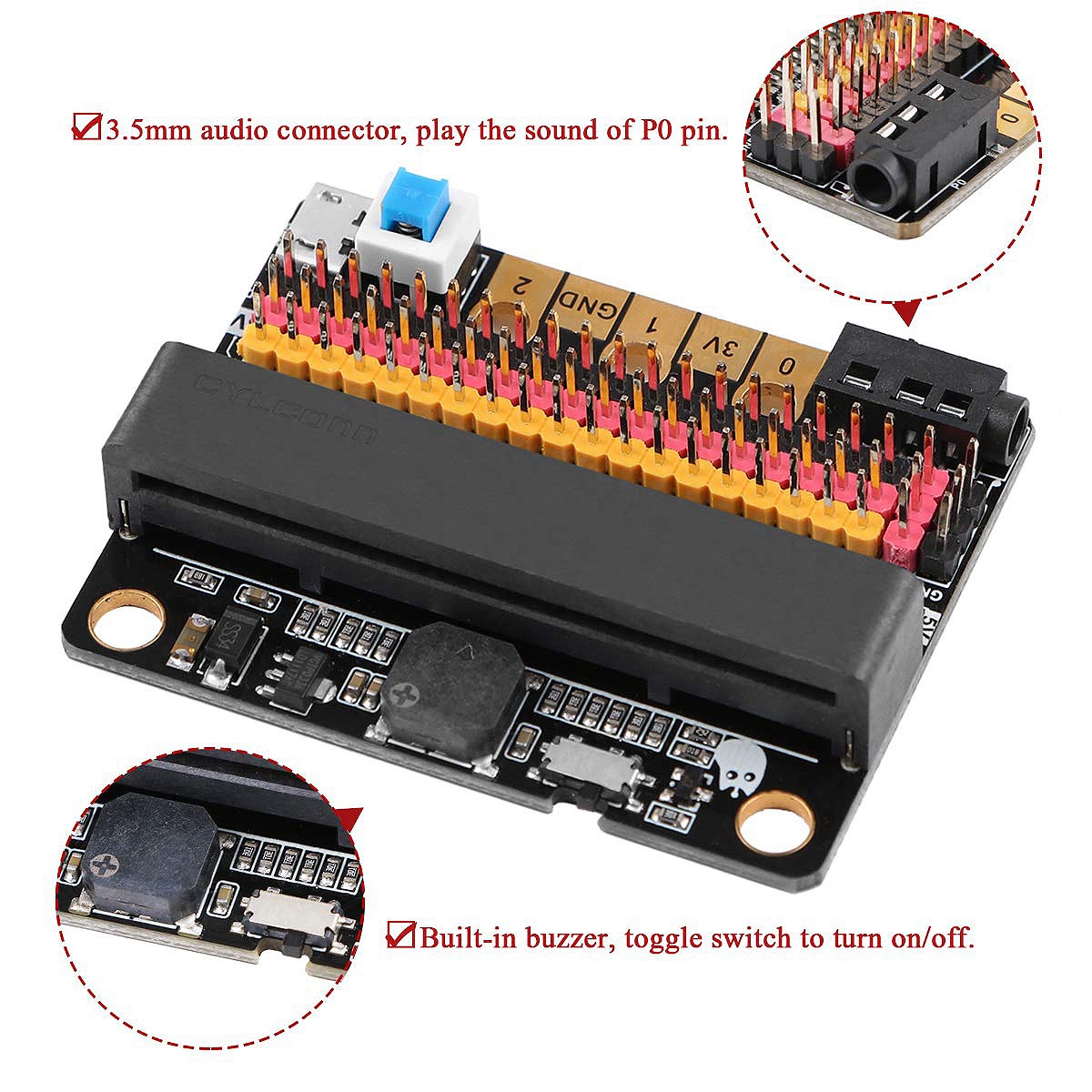 Micro-Bit Expansion Board IOBIT V2.0 Breakout Adapter Shield with Buzzer for BBC Micro:Bit Kids ...