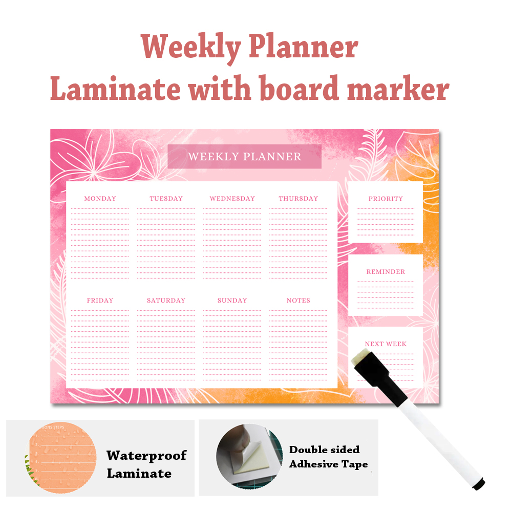Weekly Planner A4 Size Laminate with board marker wall planner | Daraz.pk