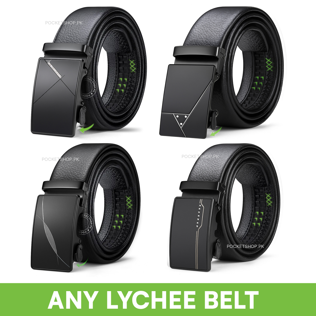 Auto Lock Belts for Men with Soft Lychee Pattern Faux Leather Strap ...