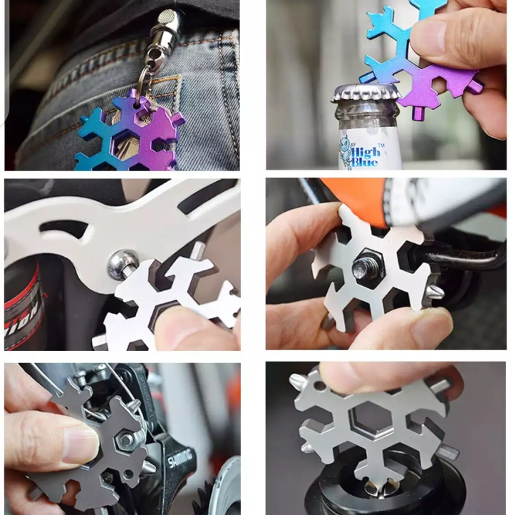 18 In 1 Snowflake Multi Tool Stainless Steel Snowflake Bottle Opener ...
