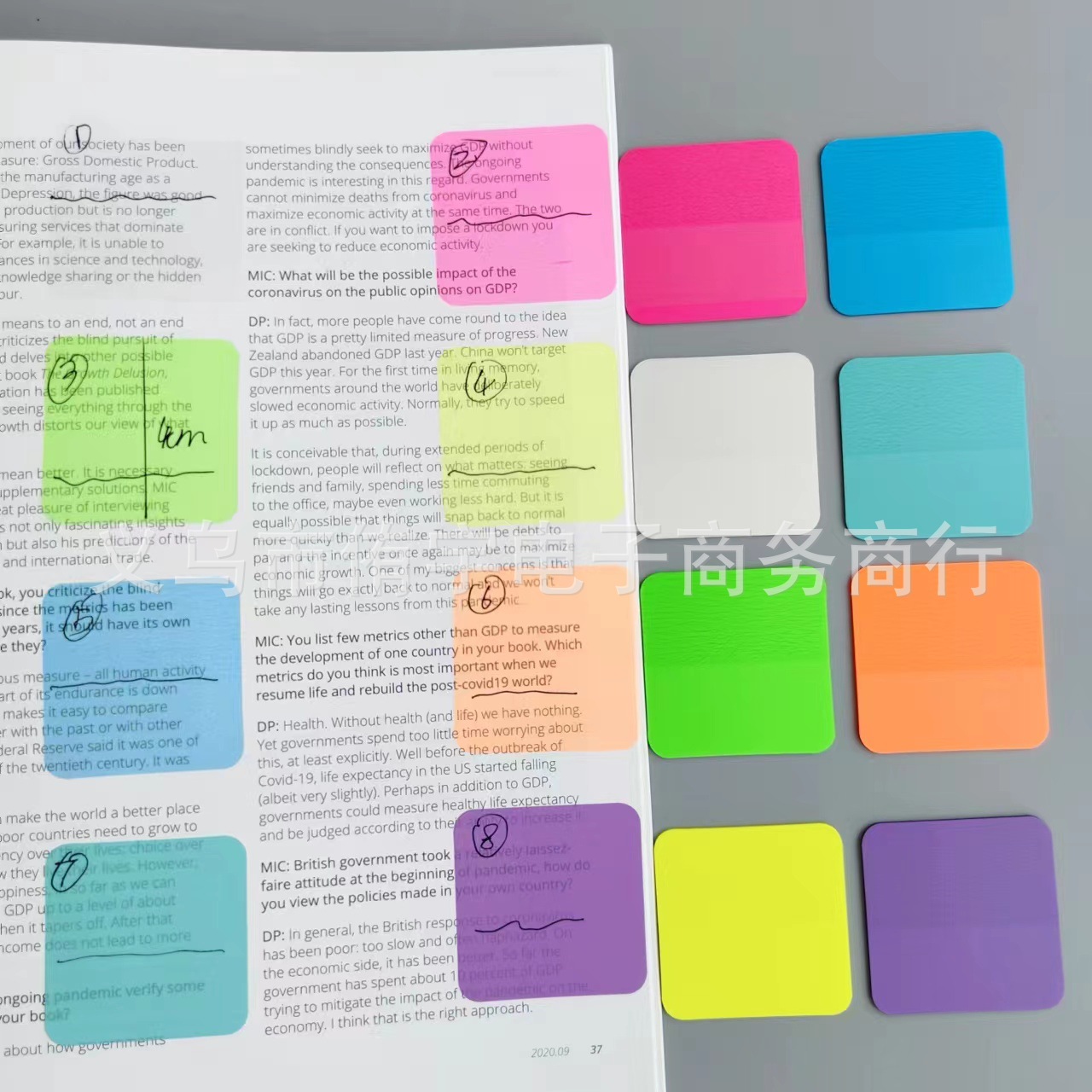 8 Color Morandi Round Sticky Notes Rounded Square Transparent Index