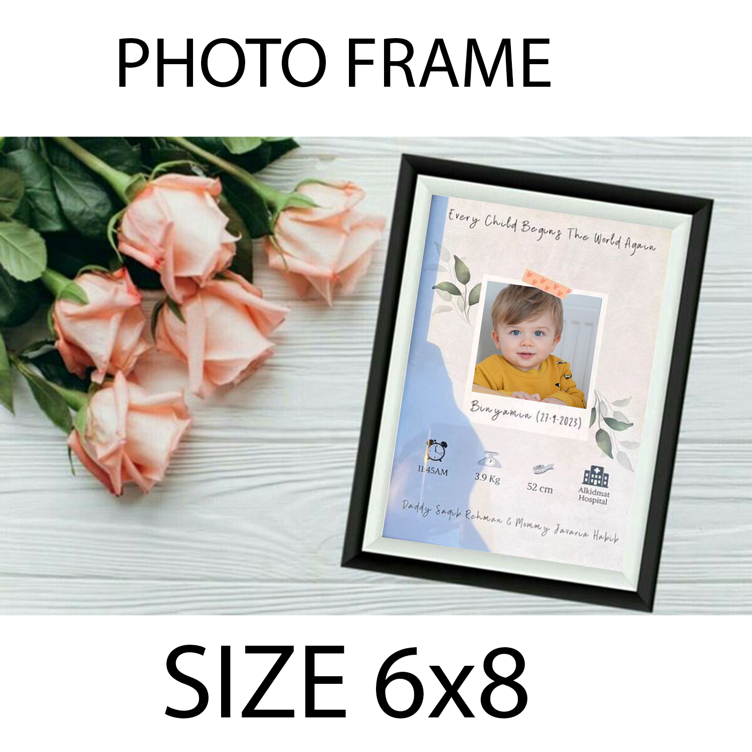 Baby Born Frame, White Frame, Frame Pic Ideal Gift fot Birthday ...