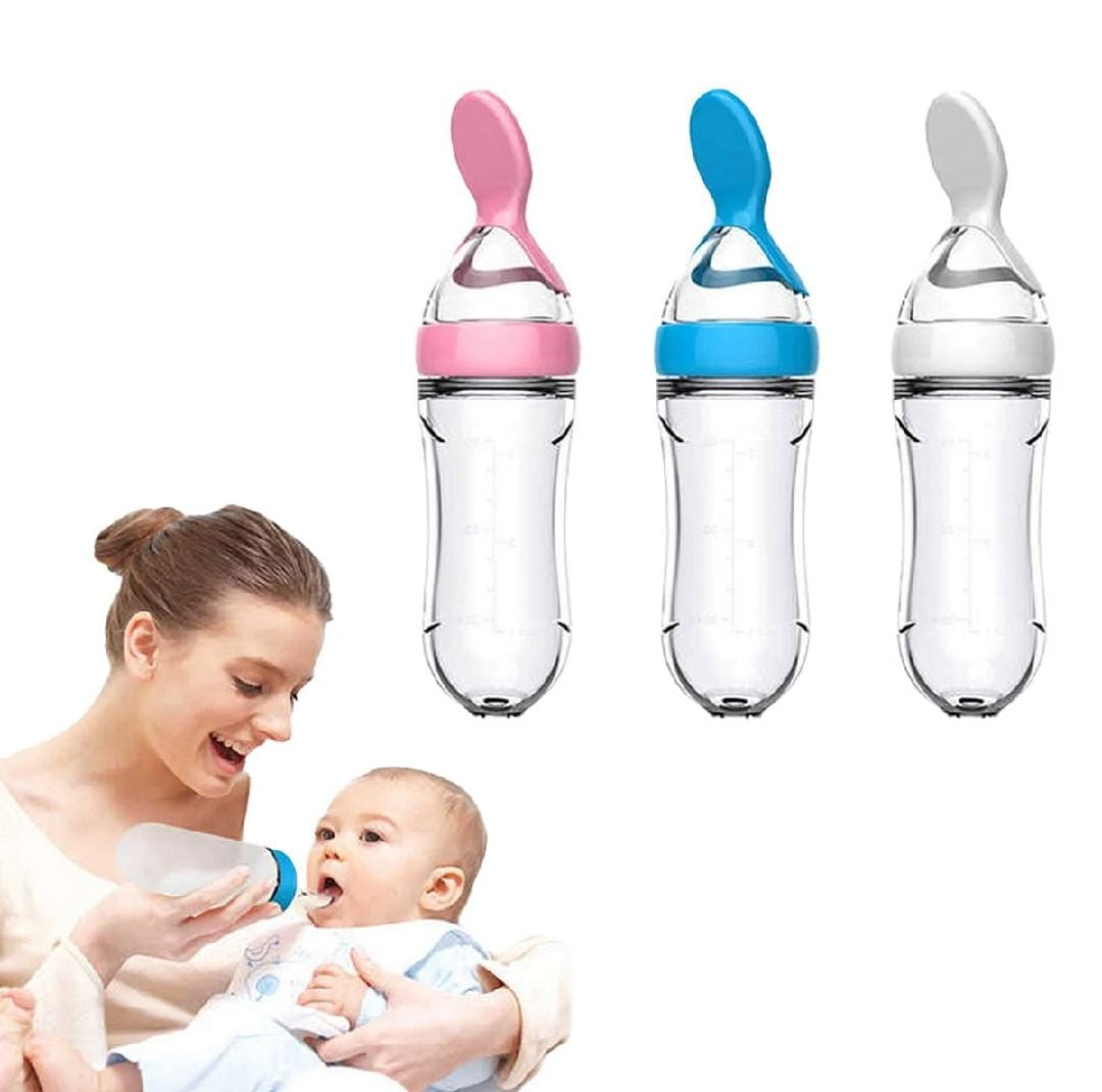 Dispensing Feeder for Babies, Silicone Baby Spoon Feeder- 90ml Silicone ...