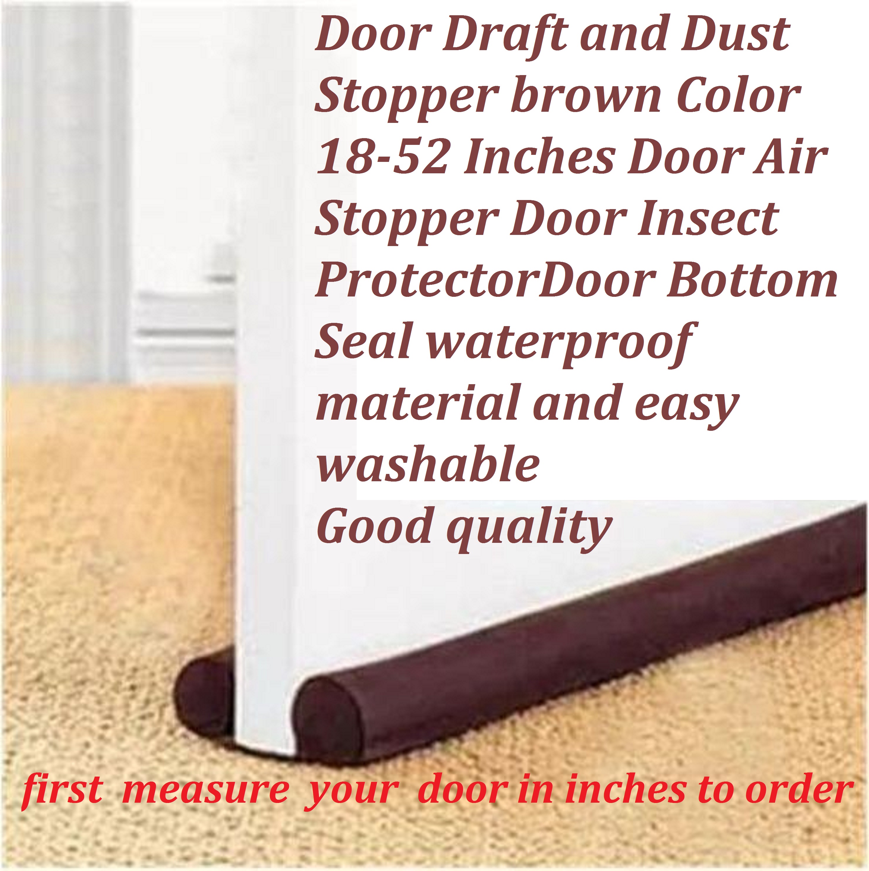 Door Draft and Dust Stopper brown Color 18-52 Inches Door Air Stopper ...