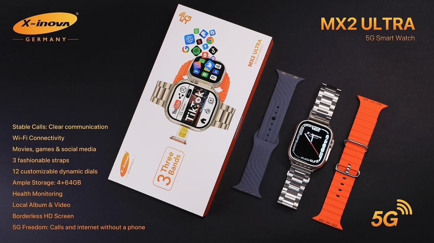 MX2 Ultra 5G Smartwatch 4/64GB WIFI/Bluetooth/3 Straps/Calling/GPS ...