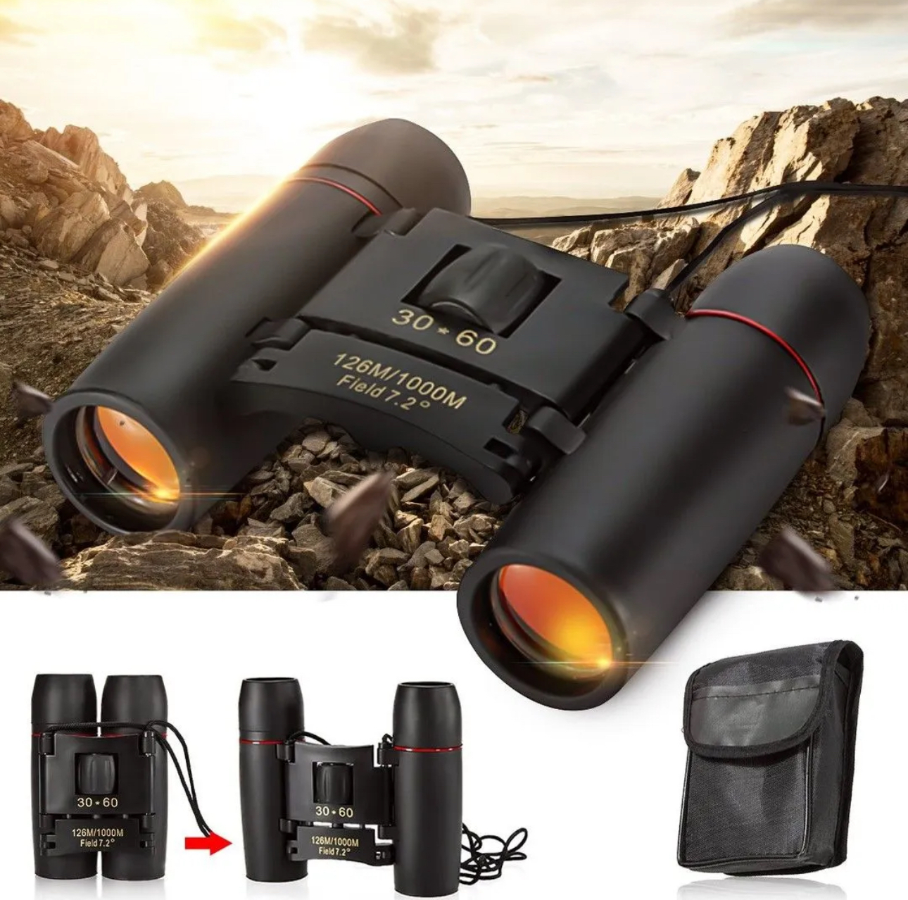 Imported 30×60 Binocular Telescope, HD Display, Zoom, Red Membrane ...