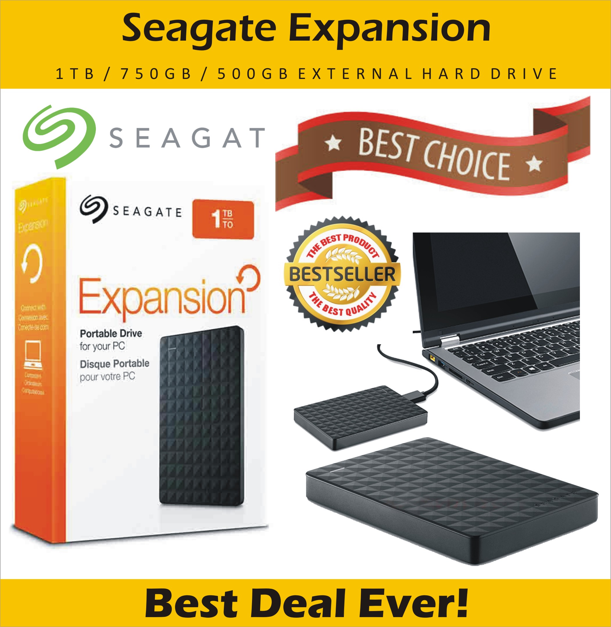 1TB 750GB 500GB SEAGATE USB 3.0 PORTABLE EXTERNAL DRIVE | Daraz.pk