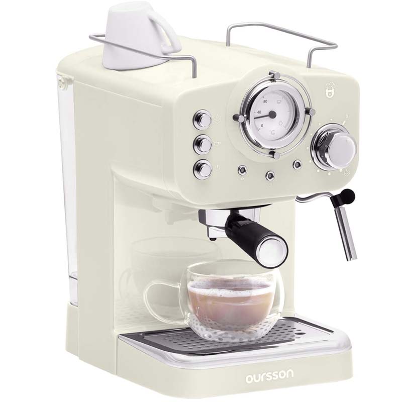Oursson Manual Espresso Coffee Machine Stainless Steel Pan and 15 Bar ...