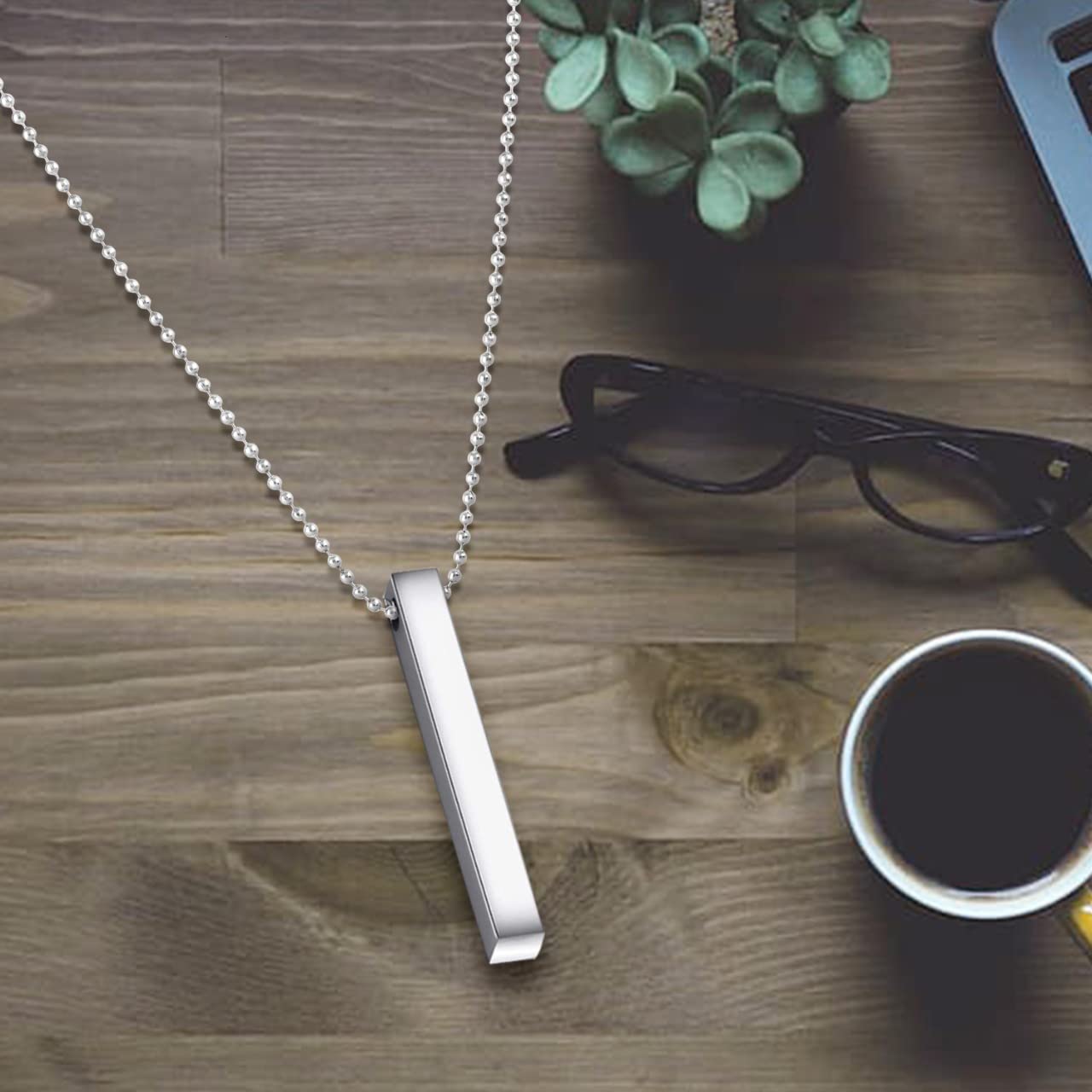 Black and Silver vertical bar Necklace Locket Chain for boys girls neck ...