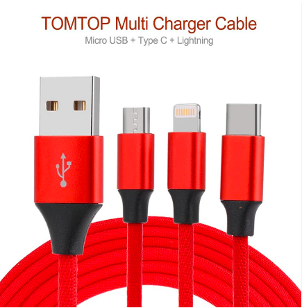 Fast Charging 100% Pure Copper 3 in 1 [ Iphone, Type c and Micro ] Pure ...