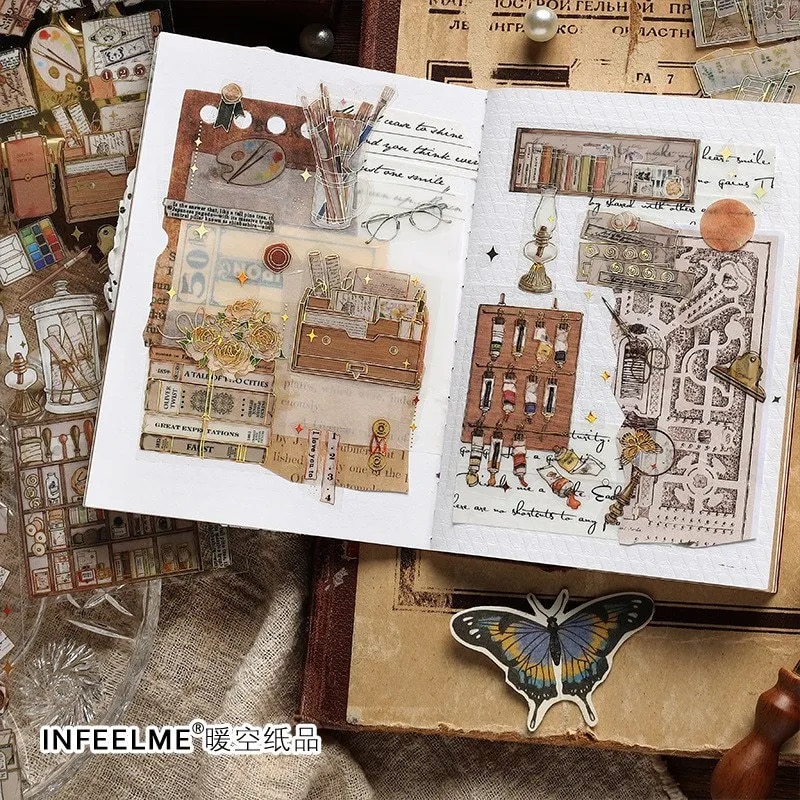 3 Sheets Vintage Transparent Waterproof Scrapbook Stickers Flower ...