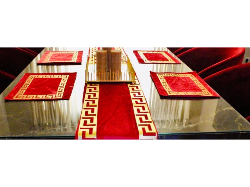 5 pcs dinnig table runner mat velvet stuff with lasser cut desing ...
