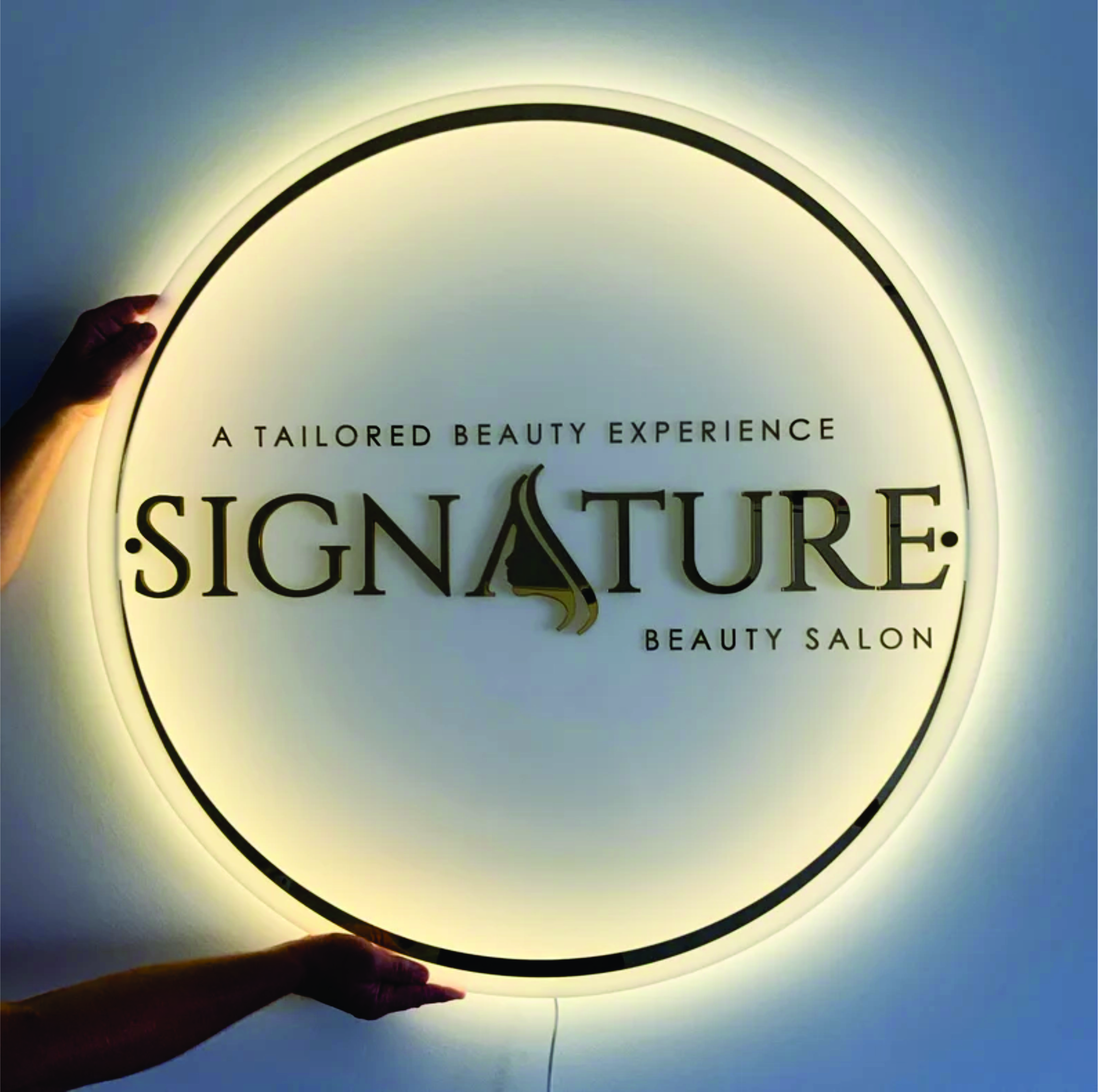 3D Round Wall Sign, Custom Logo Acrylic Business Sign, Neon Back Light ...