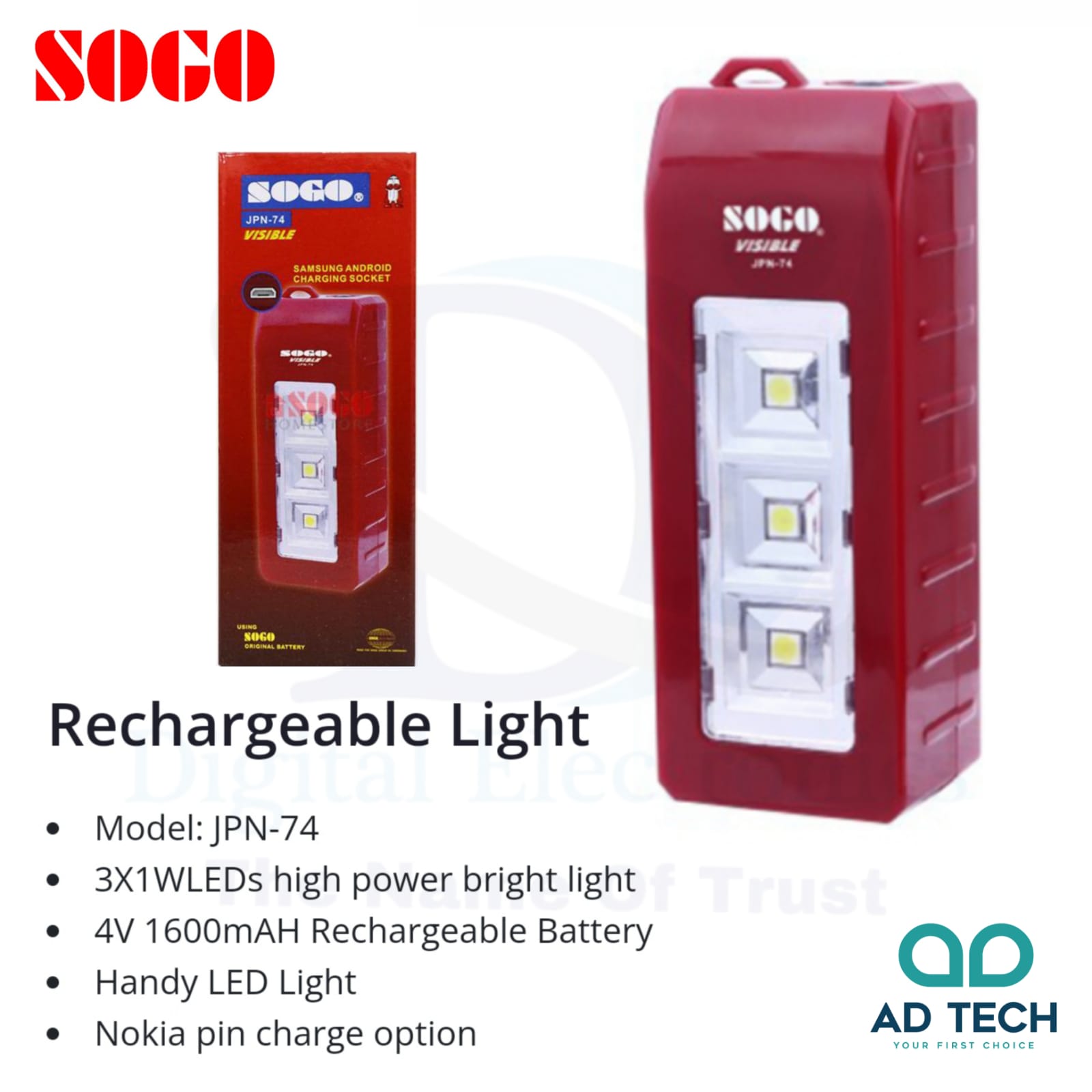 Sogo Rechargeable Emergency LED Lantern Light (JPN-74) | Daraz.pk