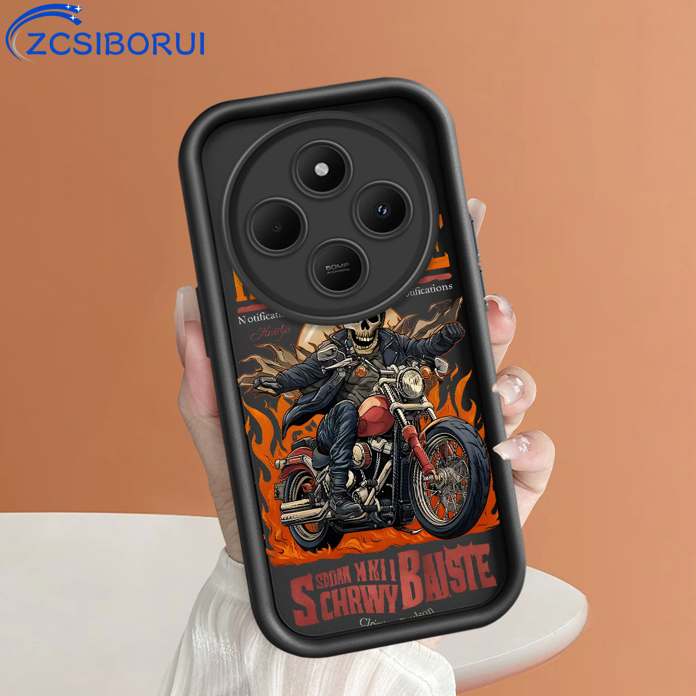 ZCSIBORUI for Redmi 14C Back Cover Motorcycle Skulls Pattern Soft ...