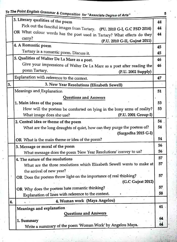 To the Point English Guide Part 1,3rd Year of Arts (ADA) by Prof Aftab ...