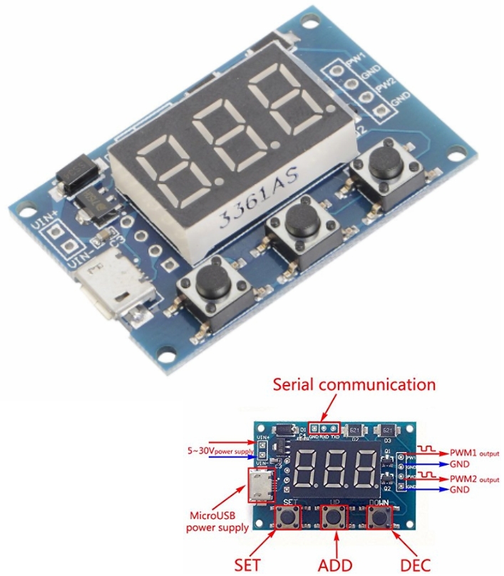 2 Channel Independent PWM frequency Generator Adjustable Duty cycle ...