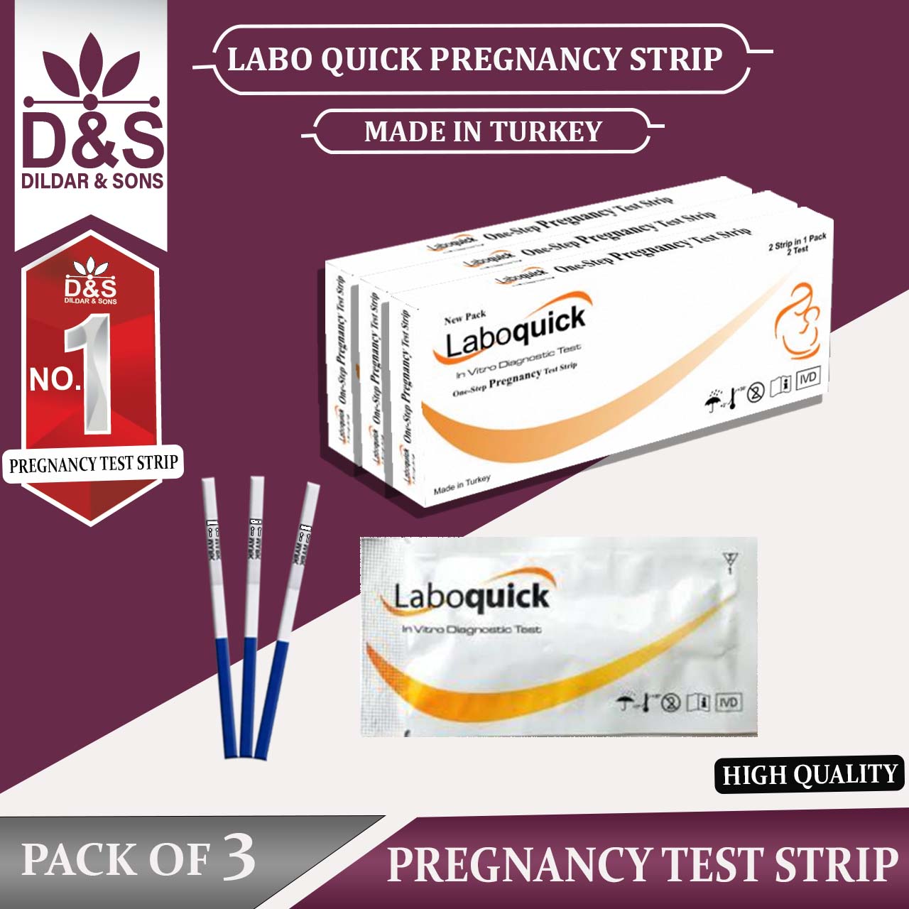 LABOQUICK Pregnancy Test Strips (PACK OF 3) | Daraz.pk