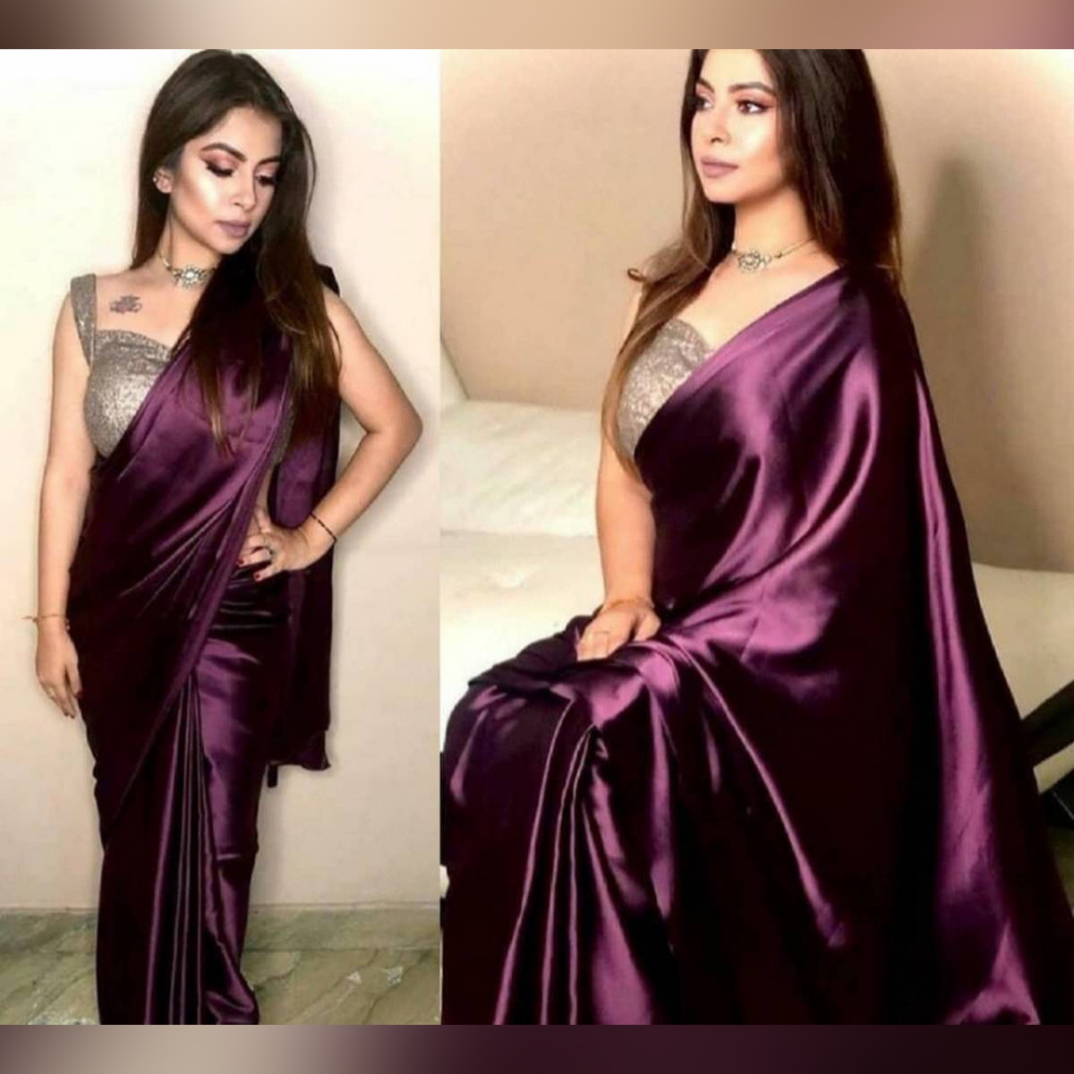 Makeup With Dark Purple Saree | Saubhaya Makeup