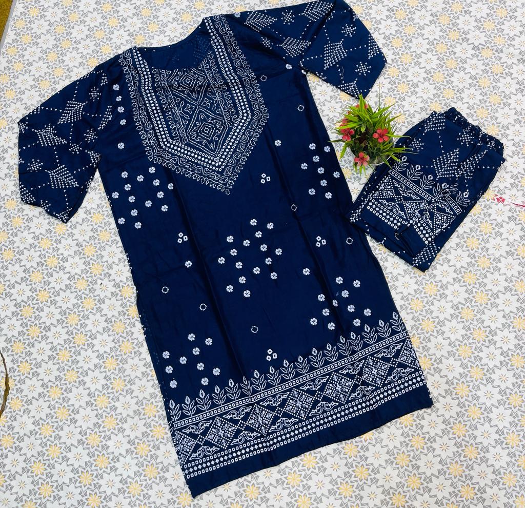 Chunri Style Block Print 2 PCs Ready to Wear for Girls & Women | Daraz.pk