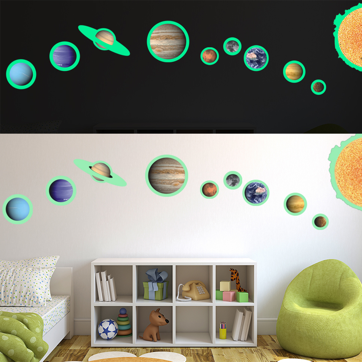 Decoration Glow In The Dark Solar System Wall Stickers 9#Planets Mars ...