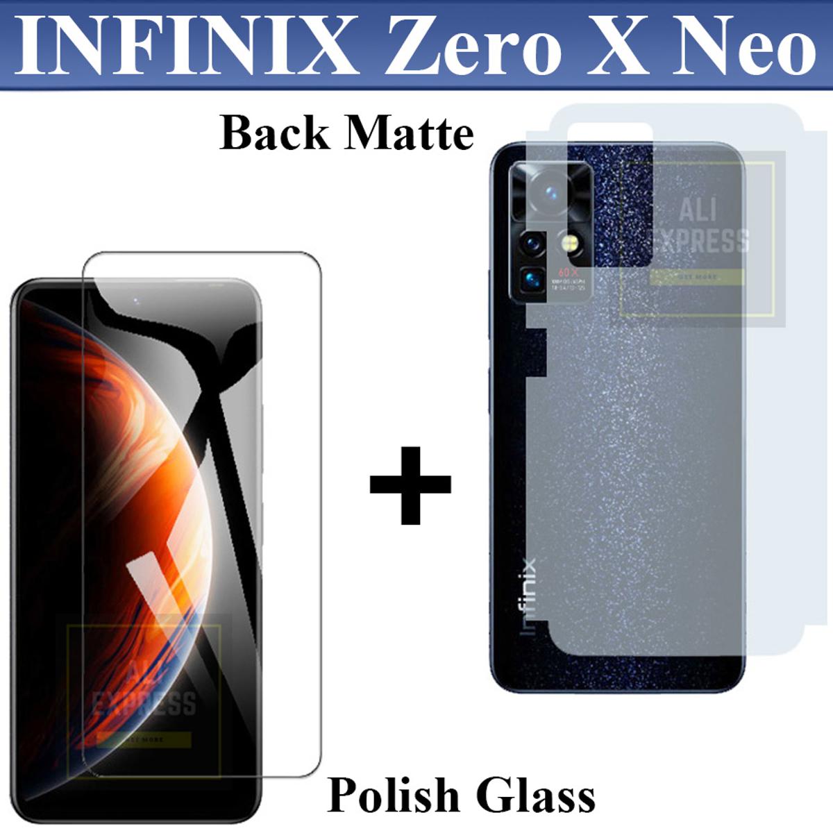 Infinix Zero X Neo Tempered Glass Screen Protector Polish Glass + Back ...