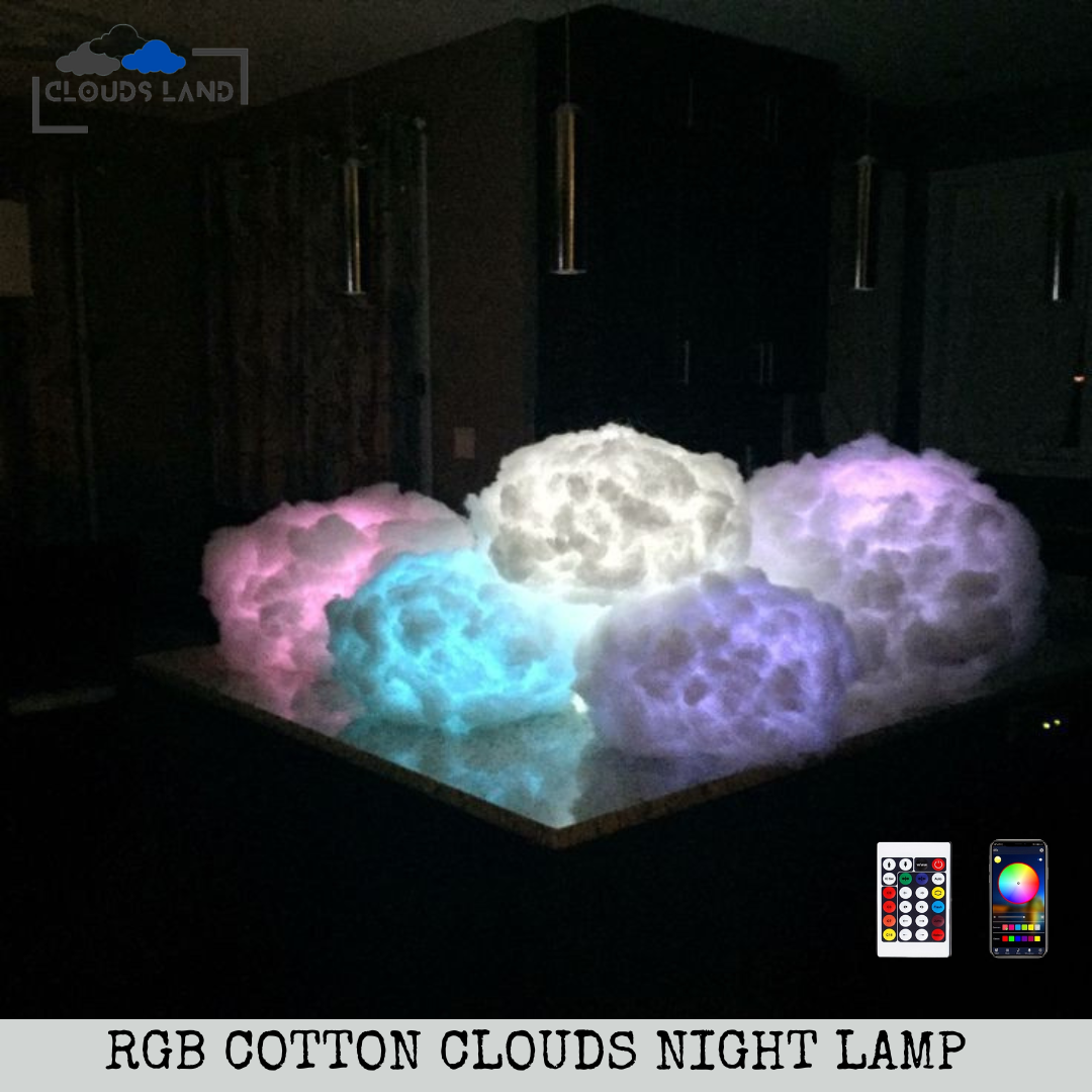 Cotton Cloud Night lamp|All colours Available RGB with Remote | | Daraz.pk