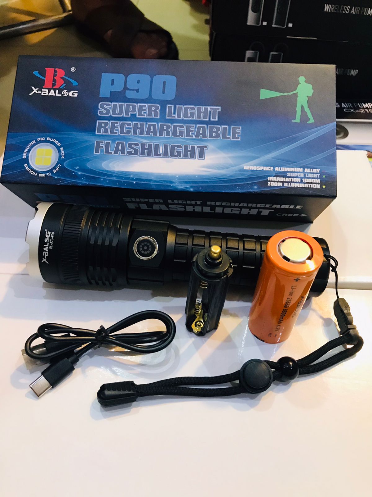 SMALL FLASHLIGHT XHP90 TACTICAL POWERFUL LED ZOOM USB | Daraz.pk