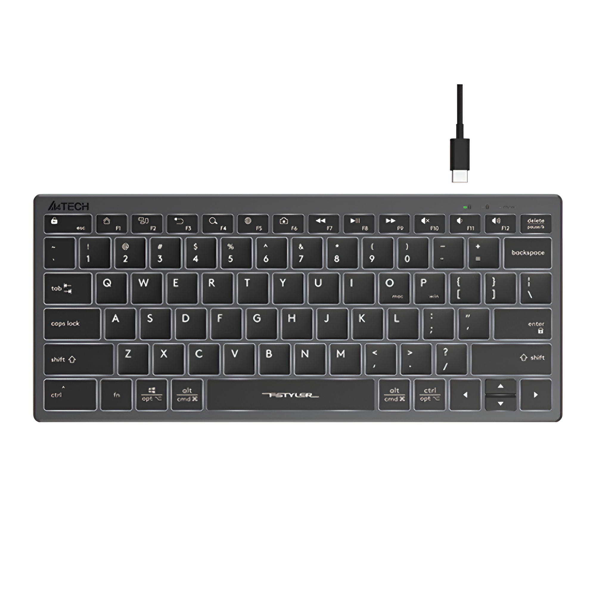 A4tech FBX51C Bluetooth & 2.4G Wireless Keyboard - Rechargeable USB Type C - Multi Device -2 cm ...