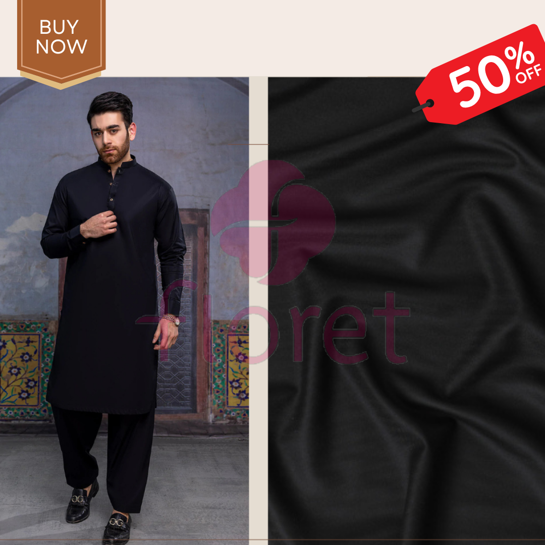 Black Unstitched Fabric Shalwar Kameez for Men | Traditional Clothes ...
