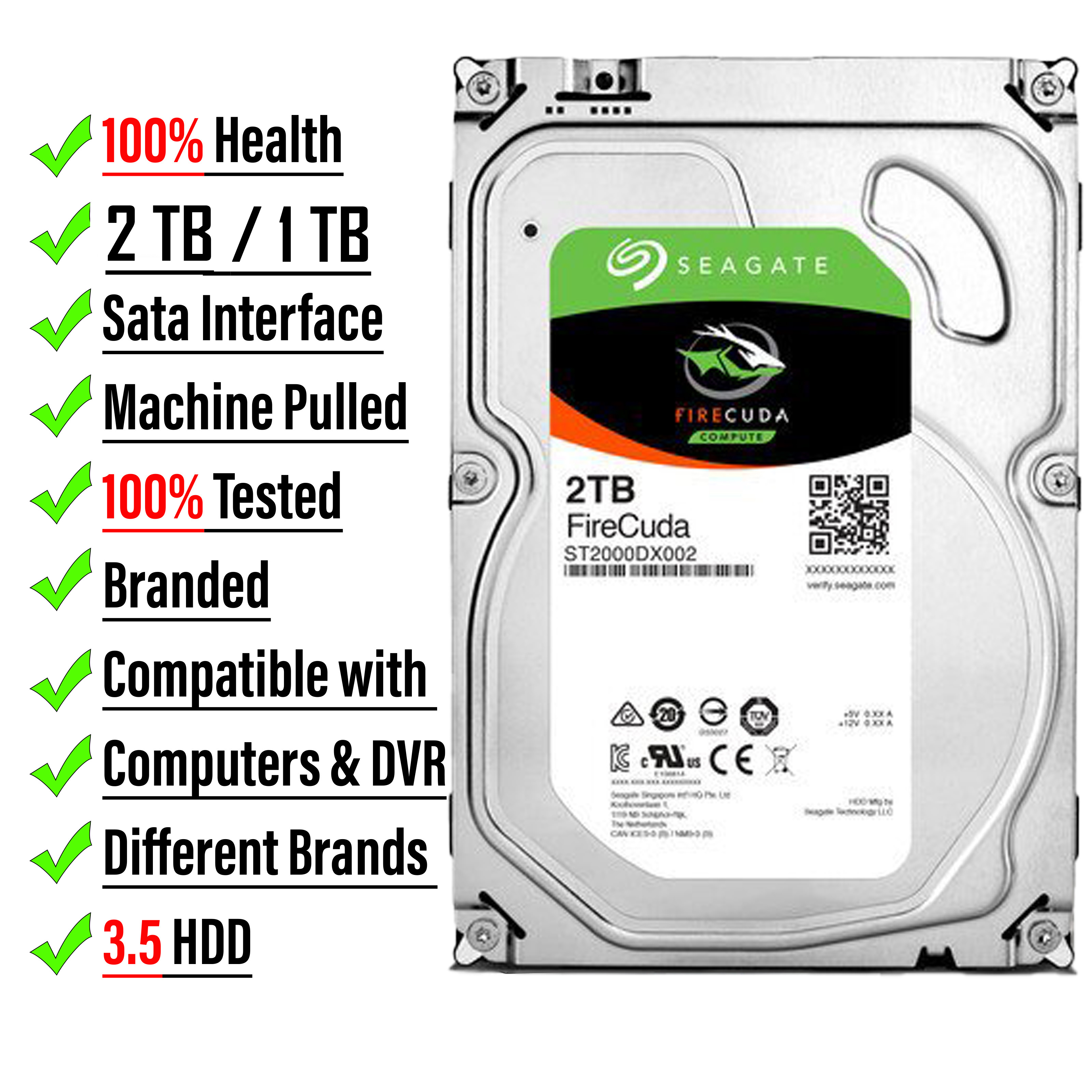 2 TB Computer Hard Drive - Computer Hard Disk 2000GB System Pulled ...