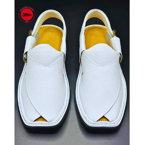 Handmade Captan white chappal with double sole | New Peshawi Chappal ...