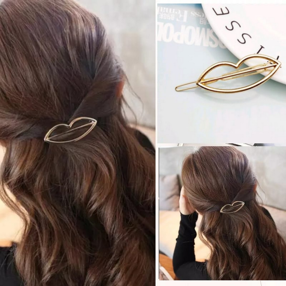 METAL Geometric Hair Clip Hair Pins Round Triangle Barrettes Hairpin ...