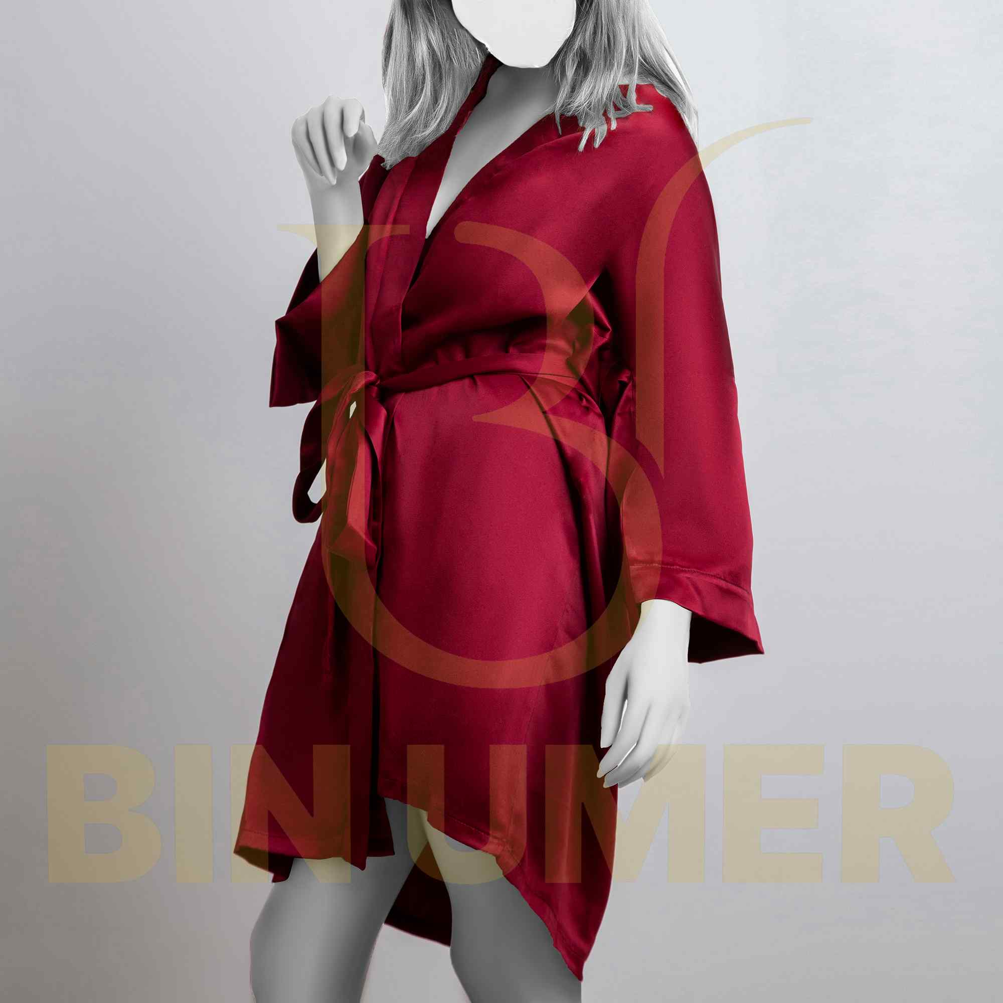 Bin Umer Premium Quality Bridal Gown Bridal night gown Women's Robe satin silk short gown night ...