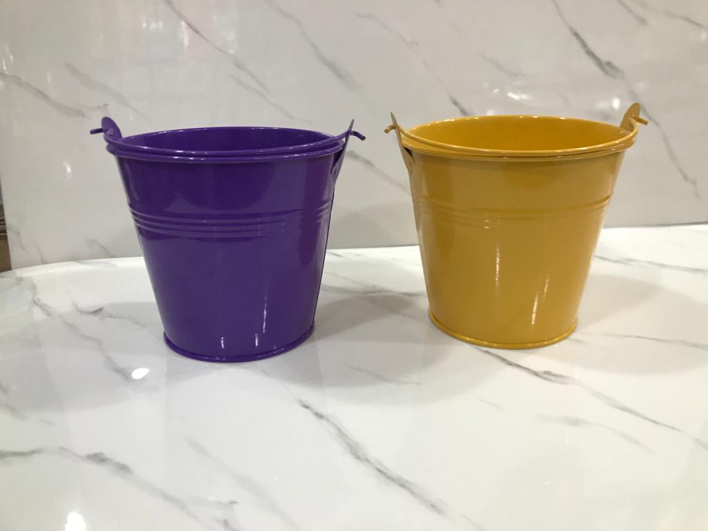 Metal Buckets with Handle Large Size - 2 Pack Colored Iron Pail, Easter ...