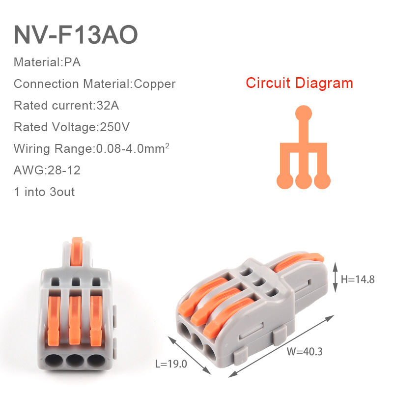 1 Input 2/3/4/5 Output Splitter Quick Spring Splicing Wire Connector ...