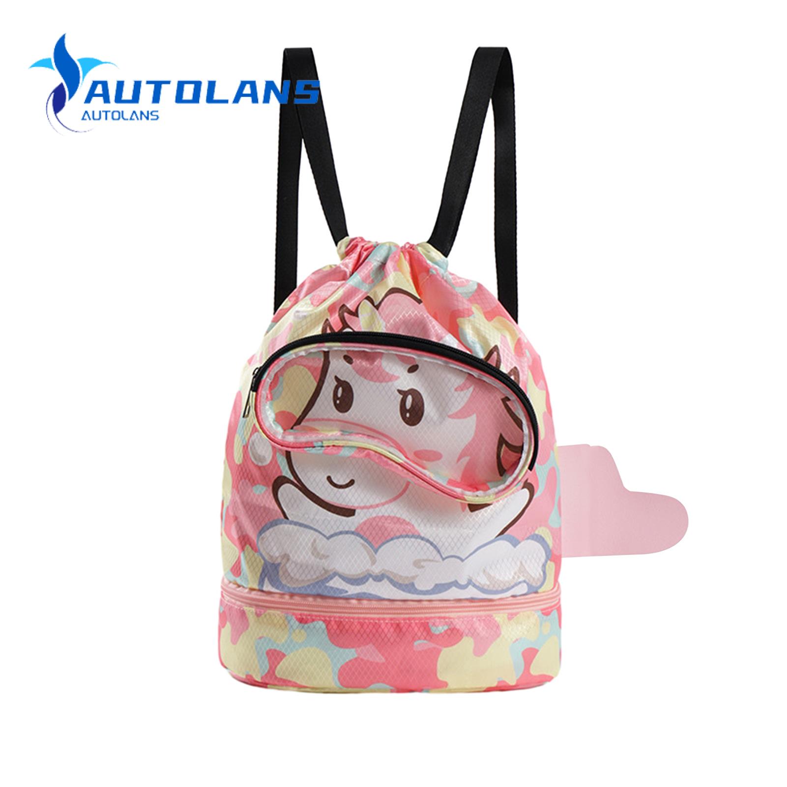 Waterproof Backpack Kids Cartoon Print Swimming Backpack with Wet Dry ...